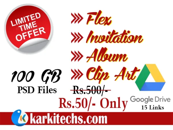100GB PSD Flex, Invitation, Album & Clipart Collection - Karki Techs