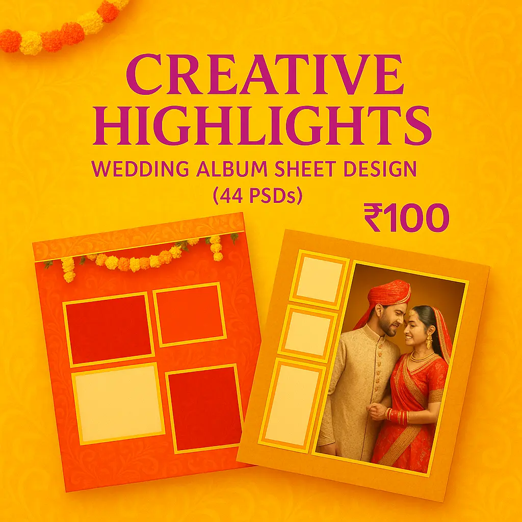 Creative Highlights – Wedding Album Sheet Design (44 PSDs) - Karki Techs