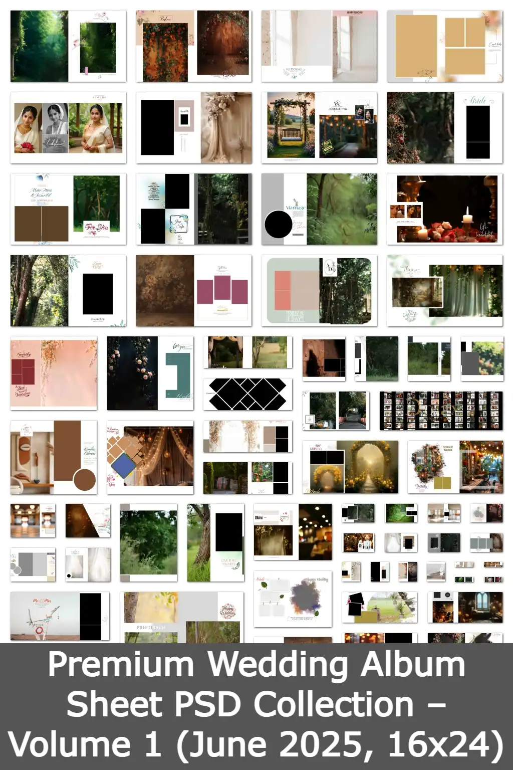 Premium Wedding Album Sheet PSD Collection – Volume 1(16x24)
