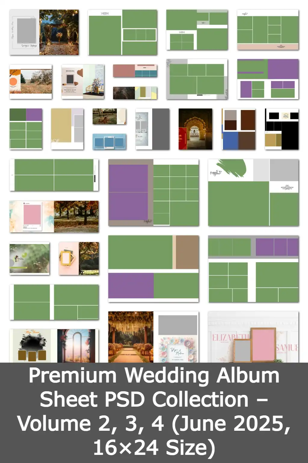 Premium Wedding Album Sheet PSD Collection – Volume 2, 3, 4