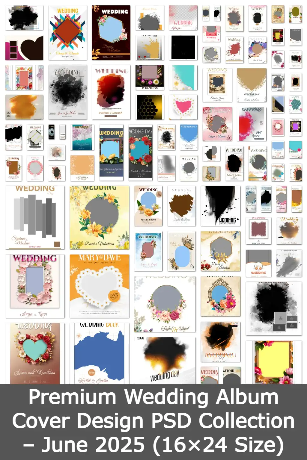 Premium Wedding Album Cover Design PSD Collection 16×24