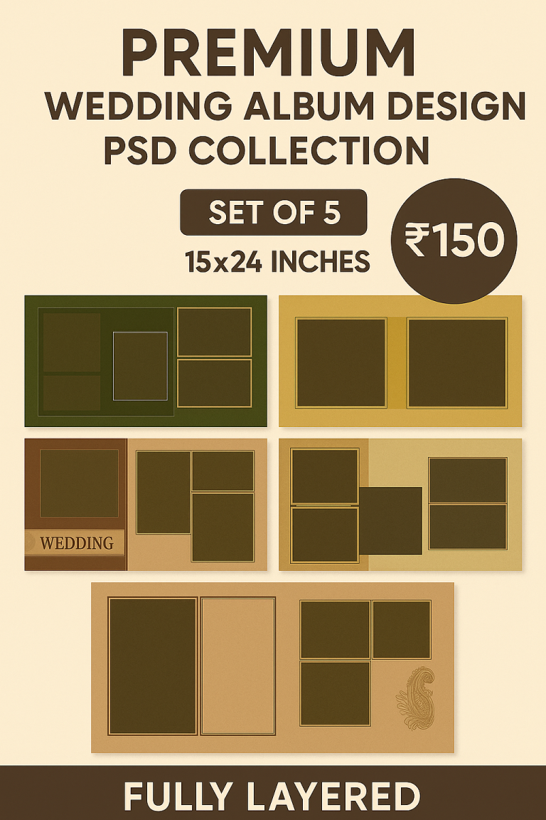 Premium Wedding Album Design PSD Collection – Set of 5 (15x24) - Karki ...
