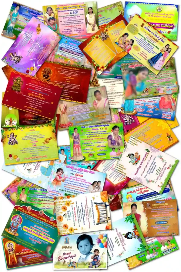 Telugu Wedding & Puberty Invitation and Greeting Card PSD